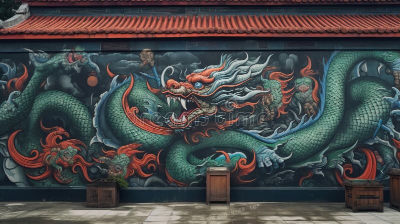Chinese Graffiti on Street Wall. Generative AI Stock Illustration ...