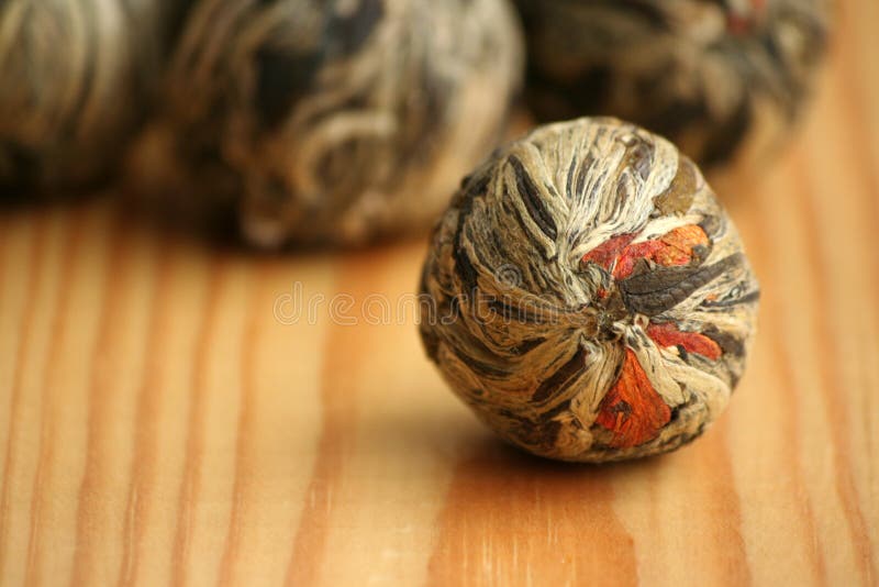 Chinese Green Tea Balls with Jasmine Flowers Stock Photo - Image of ...