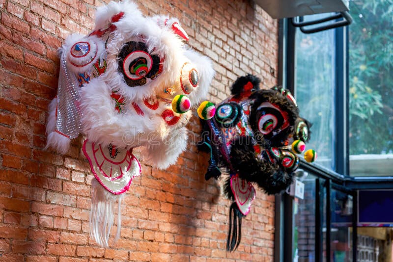 Chinese Guangdong Traditional Lion Dance Lion Head Stock Photo - Image ...