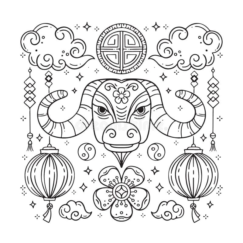 Chinese Happy New Year 2021. Year of the Bull Stock Illustration ...