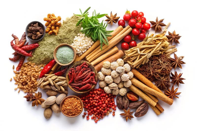 Chinese Herb Ingredients,isolated on White Background Stock ...