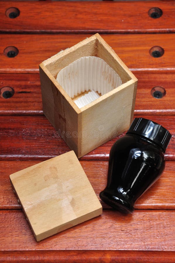 Chinese Herbal Wood Box and Bottle Stock Photo - Image of patent ...