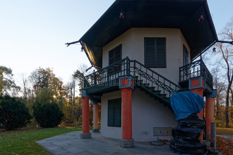 Chinese house in the park editorial stock image. Image of figure ...