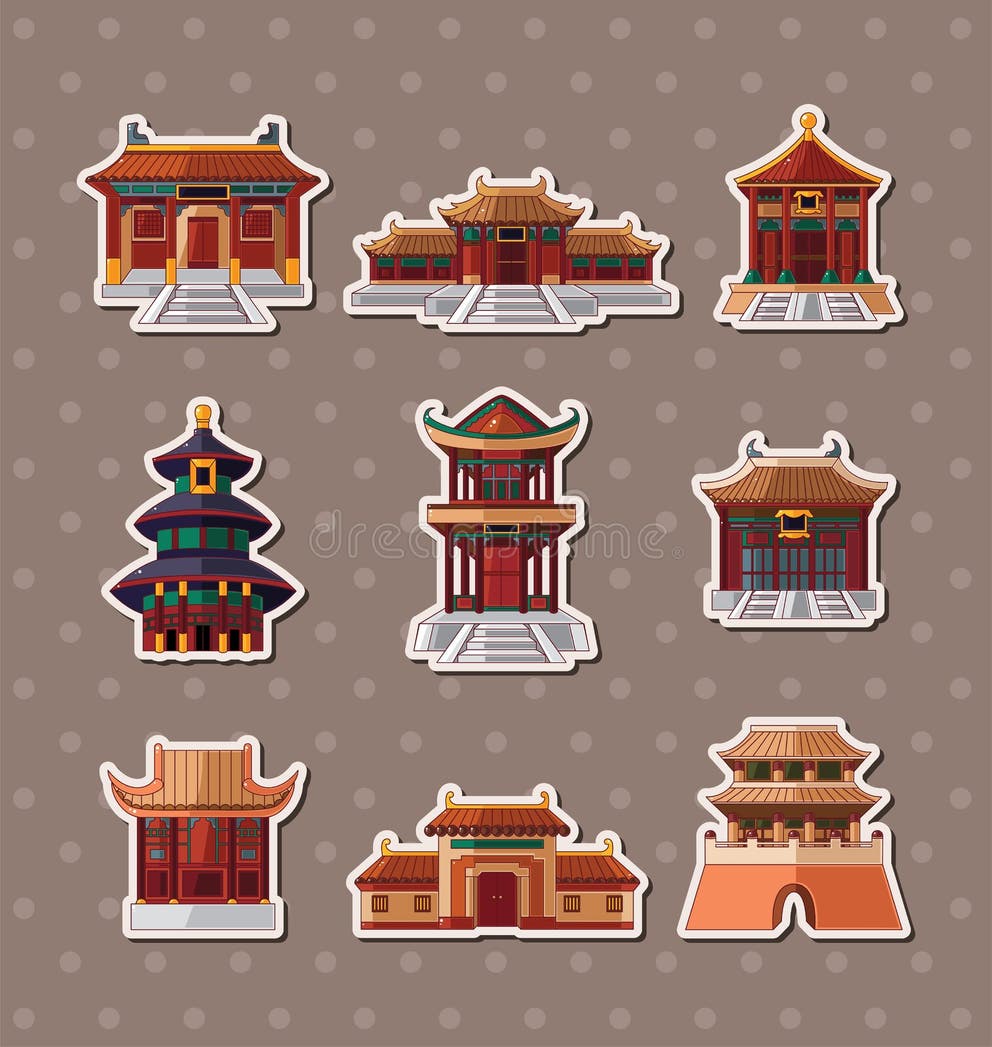 Chinese House Stickers Stock Illustrations – 70 Chinese House Stickers ...