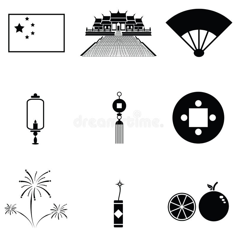 Chinese icon set stock vector. Illustration of design - 102201928