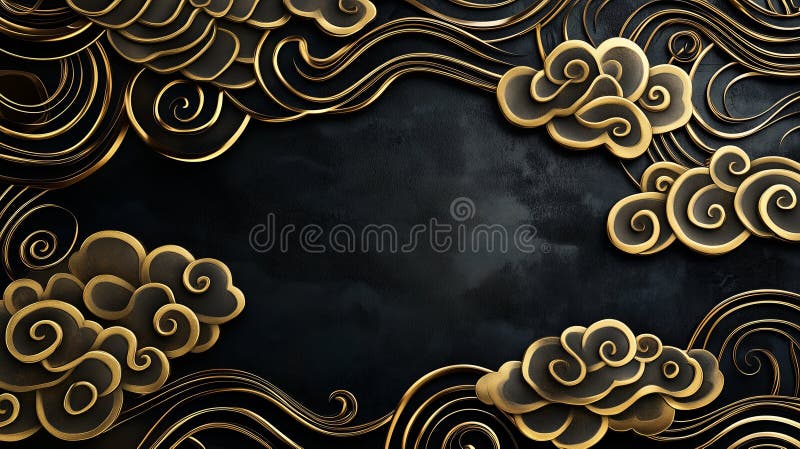 Chinese-inspired Gold Cloud Textured Background Stock Image - Image of ...