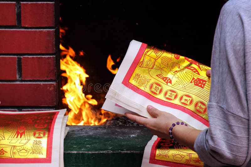 Chinese Joss Gold Paper Craft Stock Image - Image of asian, worship ...