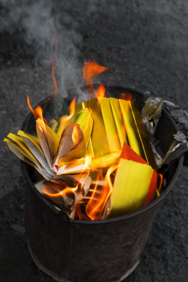 Chinese Joss Paper Burning in Flames Stock Photo - Image of ancestors ...
