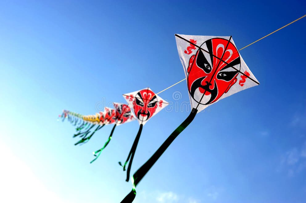 Chinese kite stock image. Image of multi, flies, human - 12858693