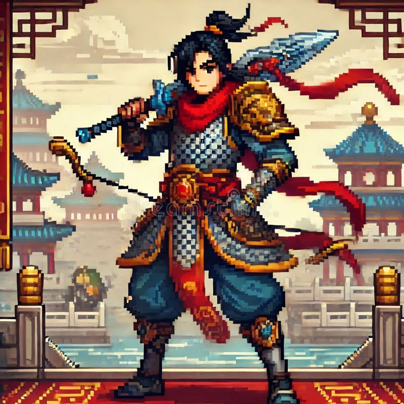 Chinese Knight Character Design with Armor Stock Illustration ...
