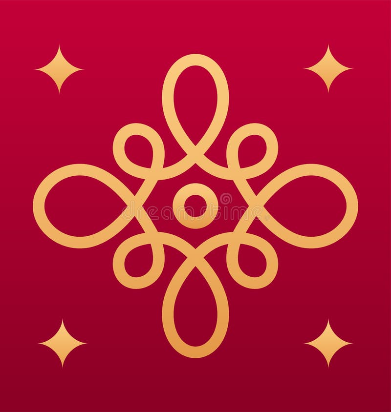 Chinese Knot Decorative Element, Pattern. Asian Golden Nodes ...