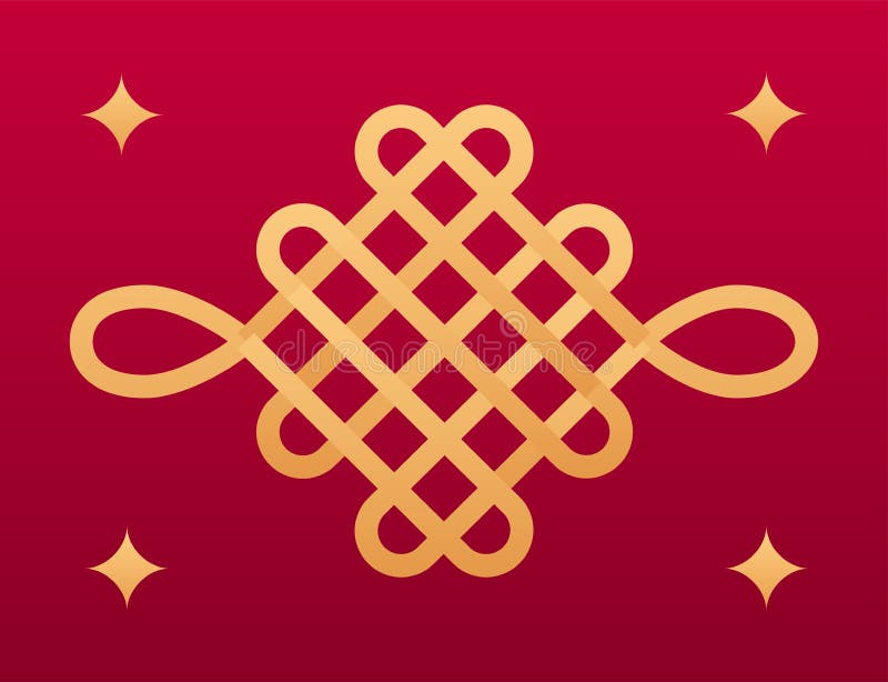 Chinese Knot Decorative Element, Pattern. Asian Golden Nodes ...