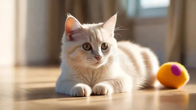 A Cute and Adorable Kitten is Relaxing on a Clean and Cozy Floor. Stock ...