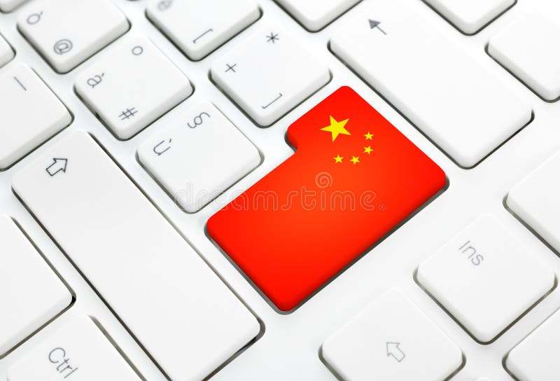 Internet in China, Computer Keyboard with the Chinese Flag Stock Image ...