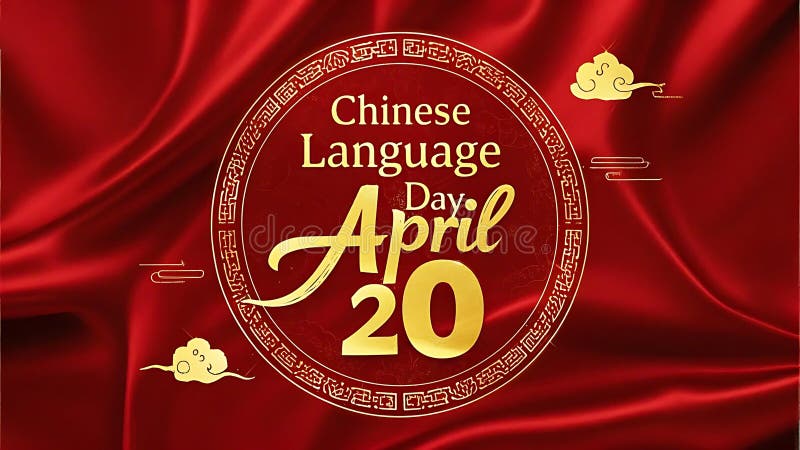 Chinese Language Day April 20th Celebrated with Red and Gold Stock ...