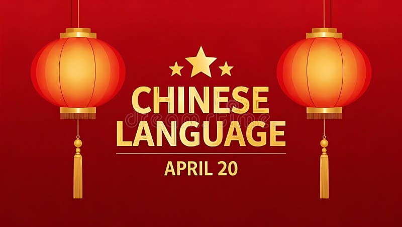 Chinese Language Day 20th April Celebration Banner Stock Illustration ...