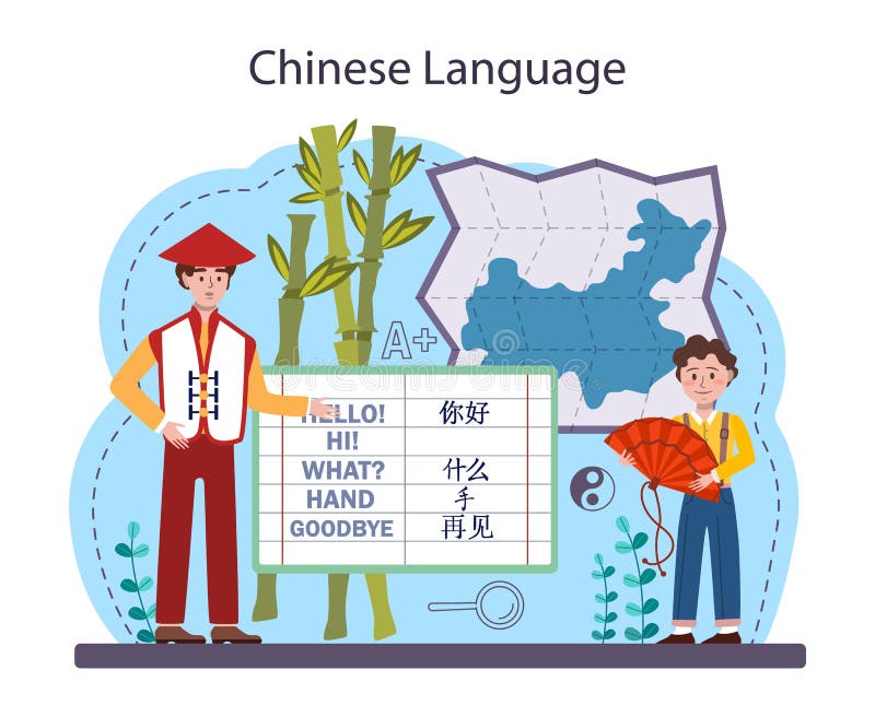 Chinese Language Learning Concept. Language School Chinese Stock Vector ...