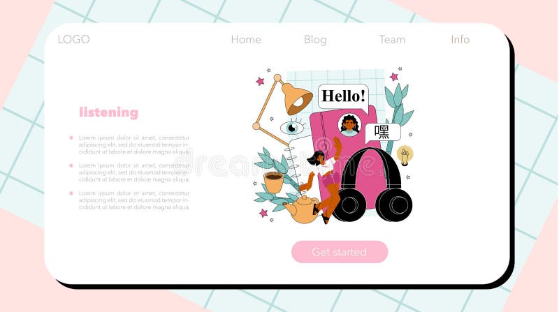 Chinese Language Learning Web Banner or Landing Page. Language School ...