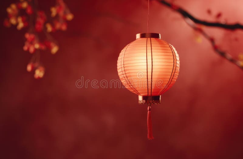 A Chinese Lantern Hanging in Red Light Stock Image - Image of event ...