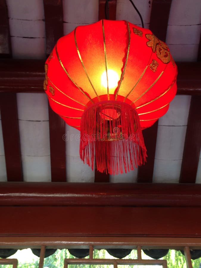 Red Tasseled Chinese Hanging Lantern Stock Photo - Image of hanging ...