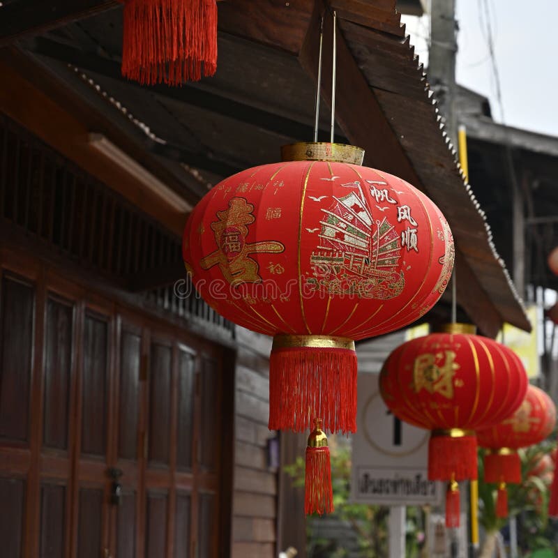 Chinese Lanterns that Don T Light Up in Thailand Stock Image - Image of ...