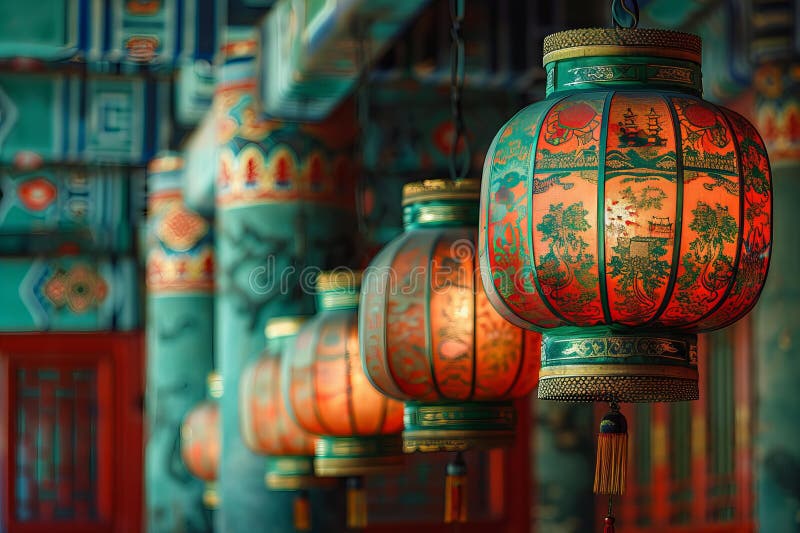 Chinese Lanterns are Hanging from the Ceiling, High Quality, High ...