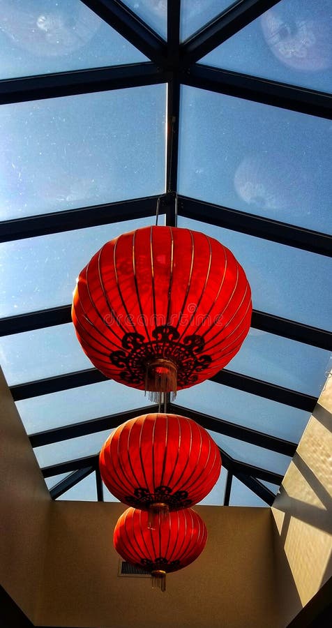 Red Chinese lanterns stock image. Image of hanging, market - 123096361