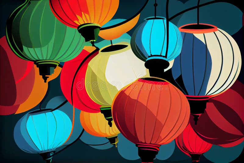 Chinese Lanterns, Pop Art, Modern Art Stock Photo - Image of tradition ...