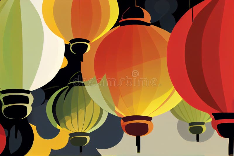 Chinese Lanterns, Pop Art, Modern Art Stock Photo - Image of year ...