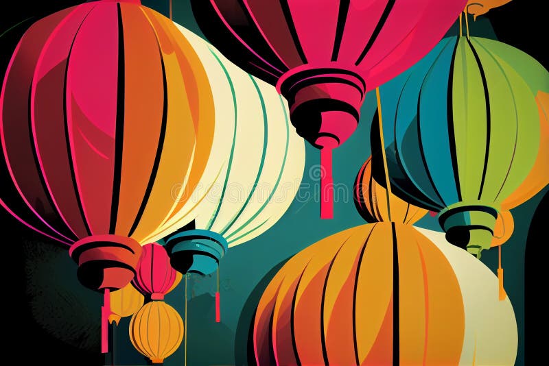 Chinese Lanterns, Pop Art, Modern Art Stock Image - Image of hang ...