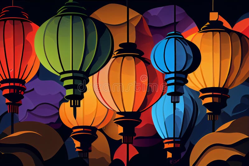 Chinese Lanterns, Pop Art, Modern Art Stock Image - Image of chinese ...