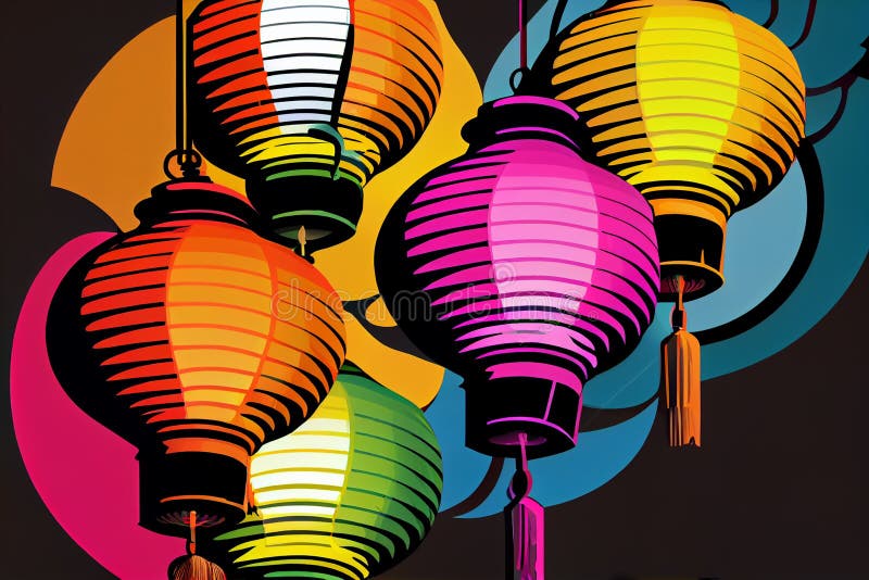 Chinese Lanterns, Pop Art, Modern Art Stock Photo - Image of tradition ...