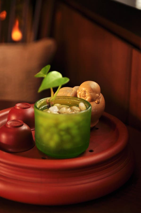 Chinese Laughing Buddha and Tea Set Stock Photo - Image of calm, relax ...