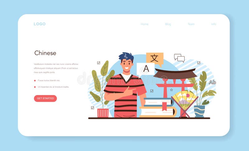 Chinese Learning Concept. Language School Chinese Course Stock Vector ...