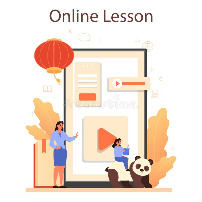 Chinese Learning Online Service or Platform. Chinese School Stock ...