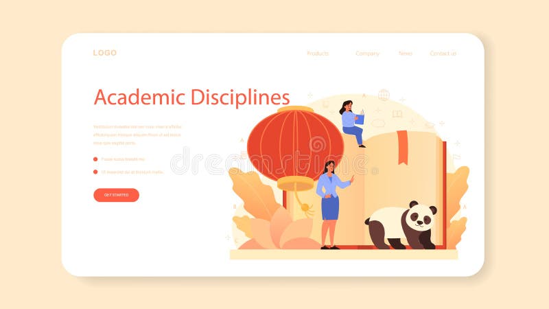 Chinese Learning Web Banner or Landing Page Set. Language School Stock ...