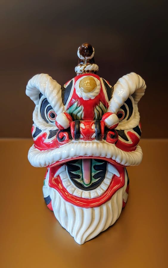 Chinese Lion Head Shaped Porcelain Ornament Stock Image - Image of ...