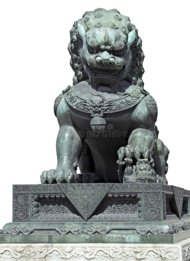 Chinese Lion sculpture stock photo. Image of ornate, podium - 36234156