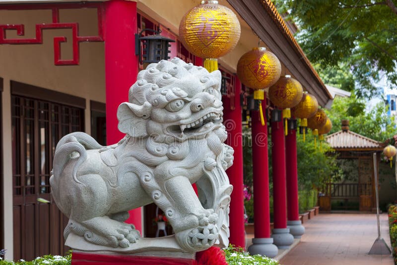 Chinese lion statue stock image. Image of stone, statue - 40578517