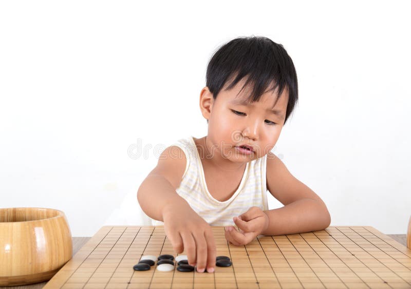 Chinese Little Girl is Learning To Play Go Stock Image - Image of ...