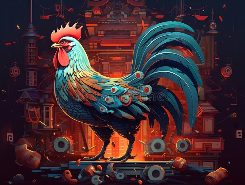 Chinese Lunar New Year of the Rooster Stock Illustration - Illustration ...