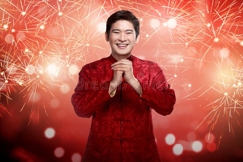 Chinese Man in Cheongsam Suit Stock Photo - Image of gesture, chinese ...