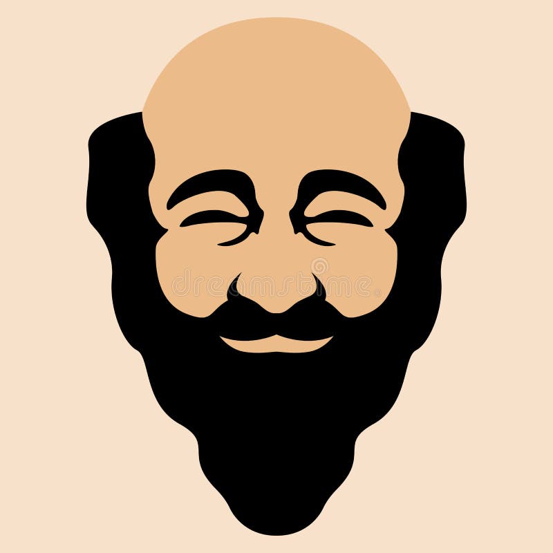 Chinese Man Face Head Vector Illustration Front Stock Vector ...