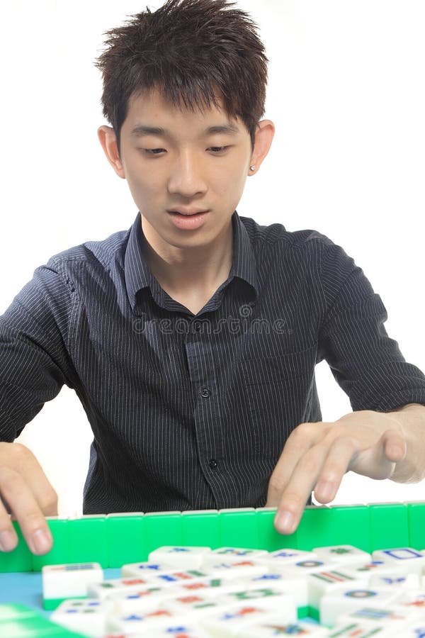 Chinese man play Mahjong stock image. Image of asian - 20691521