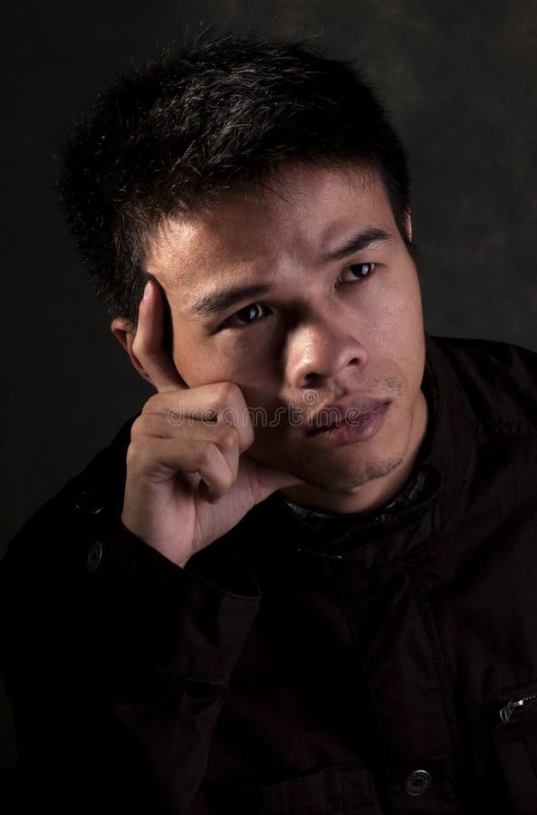 Chinese Man Thinking stock photo. Image of mature, professional - 21312078