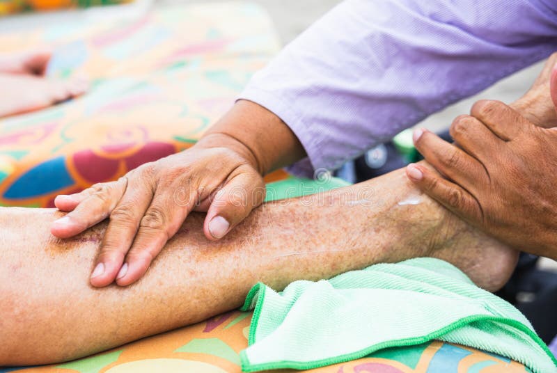 Chinese Massage Techniques Applied on Elderly Woman S Leg Stock Image ...