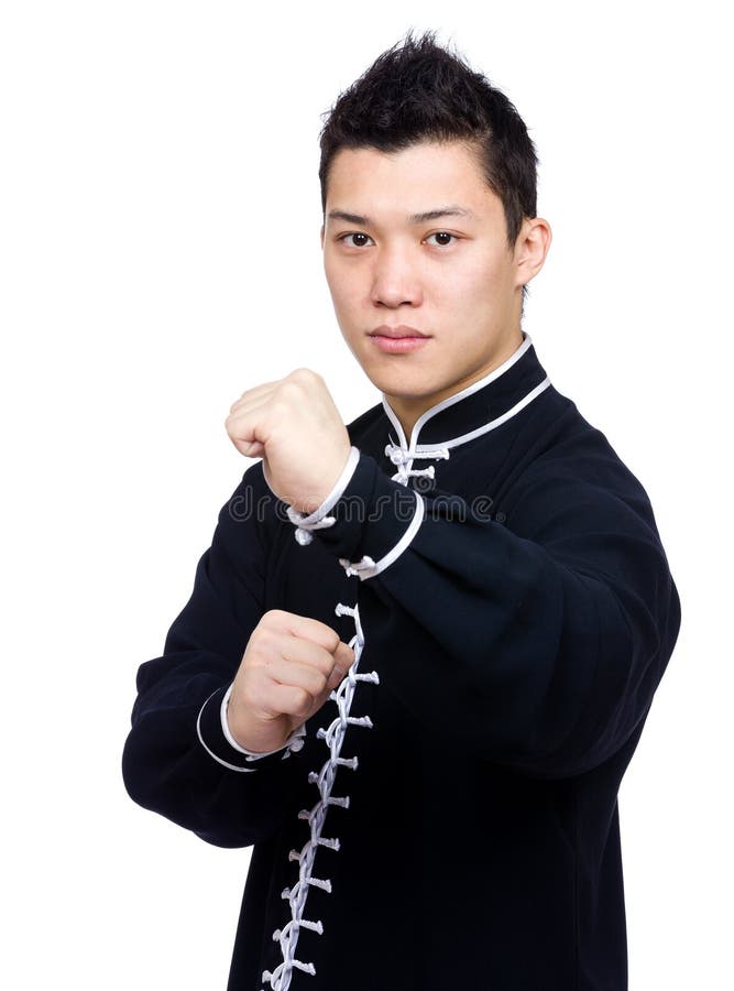 Asian Man Doing Chinese Martial Arts Stock Image - Image of clothing ...
