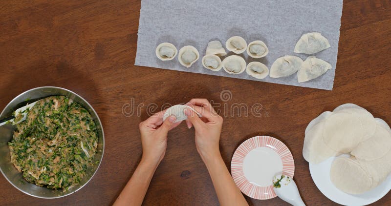 Chinese Meat Dumpling Wrapping Stock Photo - Image of white, skin ...