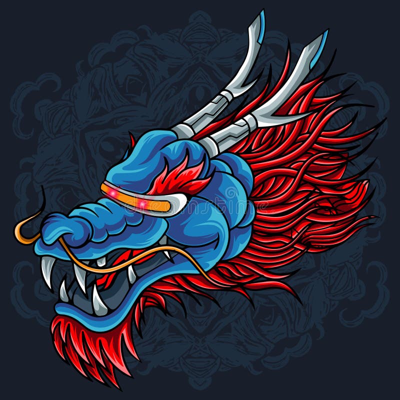 Chinese Mecha Dragon Head Illustration Stock Illustration ...