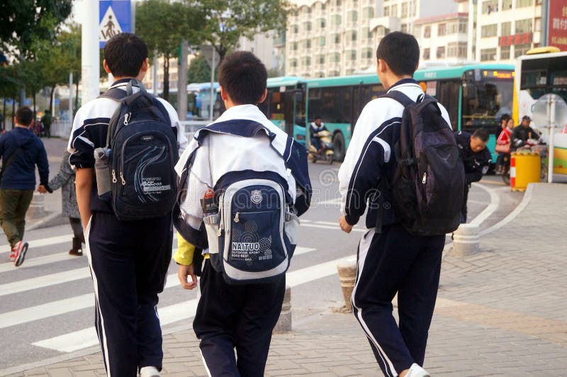 Chinese Middle Students Do Morning Exercises Editorial Photo - Image of ...